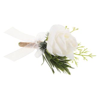 NUOBESTY Künstliche Ansteckblume Hochzeits Boutonnière aus Formstabilem Material Farbecht mit Weißer Rosen Blüte für Bräutigam Brautjungfern Fest Haftend Hochz