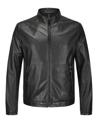 Milestone Lederjacke MSErnesto aus Lammnappa in Biker-Optik mit Stehkragen in