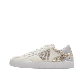 Emanuelle Vee Emanu&eacute;lle Vee Chaussures Femme Baskets Olivia en Cuir Ivory Gold 452P-500-23-P110CB, Ivory Gold, 38 EU
