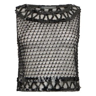 Alberta Ferretti Leichtes Mesh-Oberteil mit weitem Ausschnitt - - Tops - Damen - Schwarzk - S