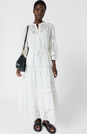 Gerard Darel Robe longue &agrave; broderies en coton - RHONIE - Ecru