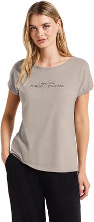 Street One Damen A323610 Basic Shirt mit Print, Tumbled Beige, 38