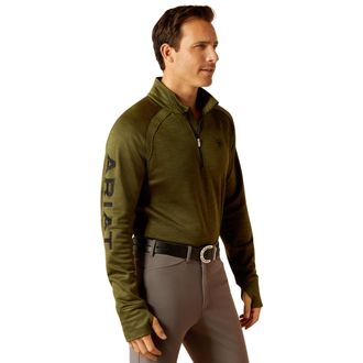 Ariat Mens Tek Team 1/2 Zip Sweatshirt Long Sleeve Fleece in Winter Moss, Size 2X-Large, by Ariat