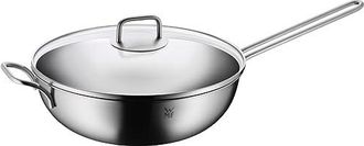 WMF Wok Induktion 30 cm, Wok mit Glasdeckel, Cromargan Edelstahl poliert, unbeschichtet, backofengeeignet