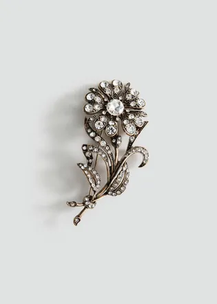 Mango Broche fleur en verre argent - Femme - Taille unique - MANGO