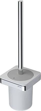 Geesa Frame Toilettenbürste, WC-Bürstengarnitur aus Messing, Farbe: Weiß/Chrom, hygienisch Dank integriertem Deckel und herausnehmbaren Kunststoffeinsatz, 1