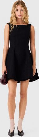 Maje Robe Courte En Tweed Avec Franges - Noir - 34 - Maje