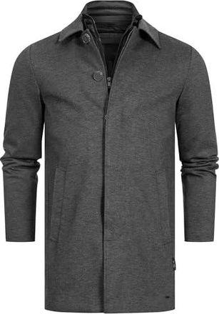Indicode Hommes INBenyome Coat | Manteau court avec fermeture &eacute;clair cach&eacute;e Charcoal Mix M