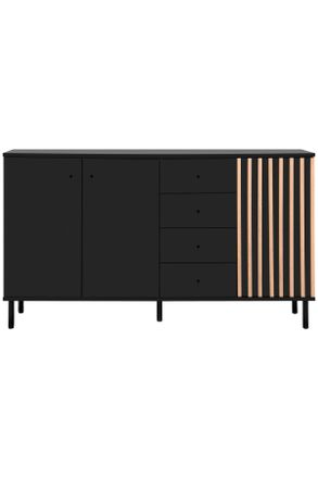 Livetastic Sideboard, Schwarz, Eiche Artisan, Metall, 2 F&auml;cher, 4 Schubladen, 160x90x40 cm, Wohnzimmer, Kommoden & Sideboards, Sideboards