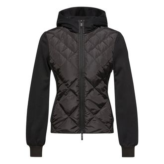 Moncler Femme, Sport, Noir, Taille: 36 FR Cotton Fleece Padded Zip-Up Sweat &agrave; capuche