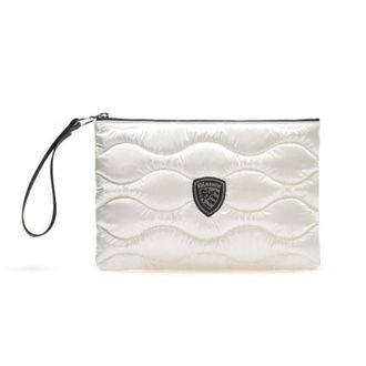 Blauer Wave Puffer Stoff Clutch mit Strass Logo - - Bags - Damen - Wei&szlig; - ONE SIZE