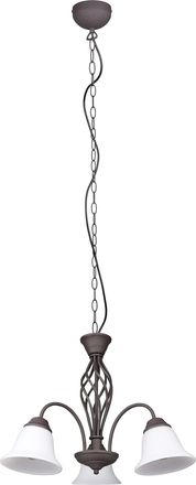 Trio Leuchten Pendelleuchte Rustica 101000324, Metall rostfarbig, Glas wei&szlig; matt, exklusiv 3x E14