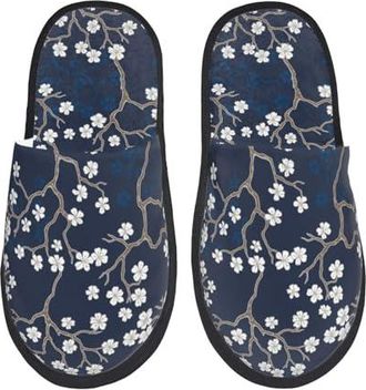 Generic Pantoufles De Maison Cherry On Navy Unisexe Pantoufles DHiver L&eacute;gers Chaussons Pour Int&eacute;rieur H&ocirc;tel Invit&eacute; M