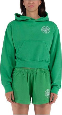 Sporty & Rich Femme, Sweatshirts et sweats &agrave; capuche, Vert, Taille: 38 FR Connecticut Crest Cropped Sweat &agrave; capuche