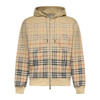 Burberry Homme, Sweatshirts et sweats &agrave; capuche, Beige, Taille: M SweaT-shirt zipp&eacute; &agrave; motif carreaux d&eacute;grad&eacute;s