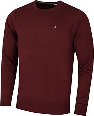 Calvin Klein Hommes Ras du Cou en Coton Pull - Burgundy - XXXXL