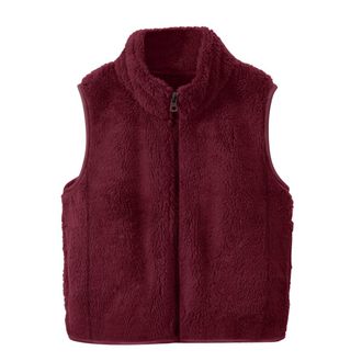 Minetom Teddy Fleece Weste Damen Herbst Winter Warm &Auml;rmellos Westen Mit Stehkragen Pelzjacke Leicht Casual Einfarbig Damenweste Herbstmantel A Weinrot L