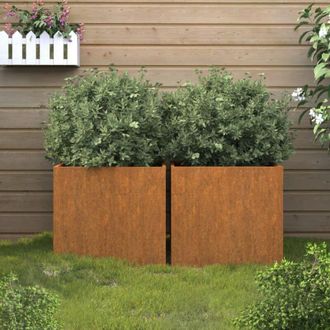 vidaXL Vidaxl - Jardini&egrave;res en acier corten 2 pcs 49x47x46 cm - R&eacute;sistantes aux intemp&eacute;ries - Couleur rouill&eacute;e pour d&eacute;coration ext&eacute;rieure - vidaXL70432