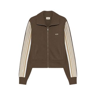 Autry Strickjacke aus Viskose mit durchgehendem Rei&szlig;verschluss - - Knitwear - Damen - Braun - S