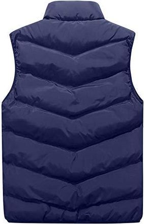 Generic Gilet matelass&eacute; l&eacute;ger pour homme sans col - Gilet dhiver chaud pour homme - Grandes tailles - Veste thermique - Col montant - Doudoune avec fermeture 