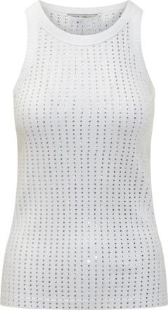 The Attico Femme, Tops, Blanc, Taille: 36 FR D&eacute;bardeur c&ocirc;tel&eacute; orn&eacute; de cristaux
