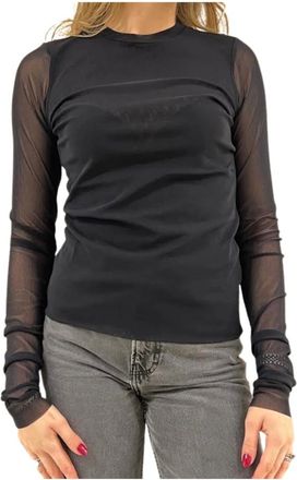Meimeij Femme, Blouses et Chemises, Noir, Taille: 36 FR Maglia Manica Lunga Effetto Trasparente