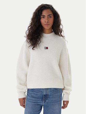 Tommy Jeans Rollkragenpullover Badge DW0DW22109 &Eacute;cru Relaxed Fit