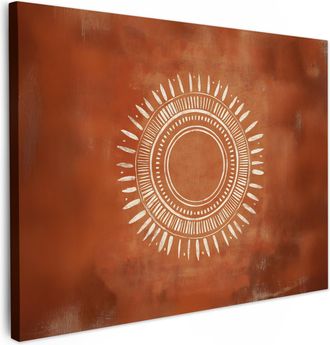 MuchoWow &copy; Bilder 80x60 cm Wohnzimmer Deko Modern Wandbild Kunstdruck auf Leinwand Bild Schlafzimmer &uuml;ber Bett Room Decor Geschenke Abstrakt - Linien - Sonne -