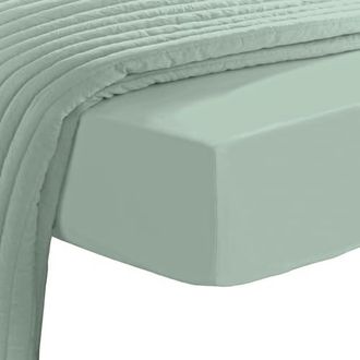 Pizuna Luxueux Drap Housse 160x200 cm Mousse de mer, 100% Coton Longue Tige 600 Fils Armure Satin, Drap Housse de Luxe Bonnet 40 cm (Nouveau Violet Drap-Hous