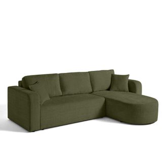 Best Mobilier Bestmobilier - Miro - canap&eacute; dangle r&eacute;versible - 4 places - convertible avec coffre - en velours textur&eacute;