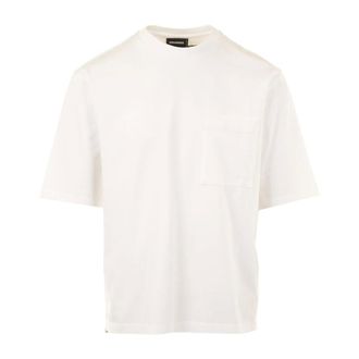 Dsquared2 Homme, Tops, Blanc, Taille: L T-Shirt &agrave; Col Rond