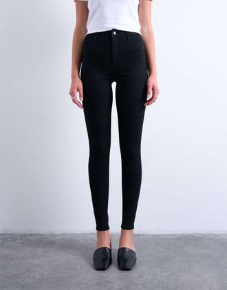 Topshop Joni - Enge Jeans in Schwarz mit hohem Bund