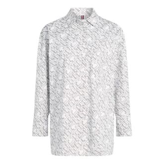 Tommy Hilfiger Baumwoll-Tunika-Bluse mit Monogramm-Print - - Blouses & Shirts - Damen - Mehrfarbig - XS/S