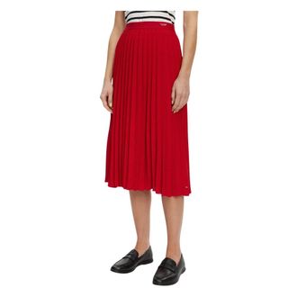 Tommy Hilfiger Fluid Plissee-Midi-Rock zum &Uuml;berziehen - - Skirts - Damen - Rot - M