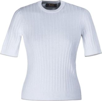 Moorer Femme, Pulls, Blanc, Taille: 36 FR Pull ras du cou Arlette SI5
