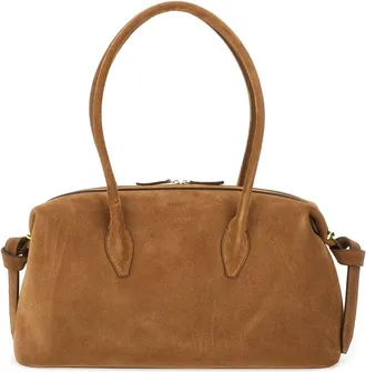 Yuzefi Womens Brioche Duffle Shoulder Bag Brown Bovine Leather