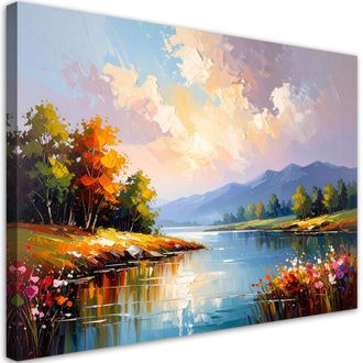 Artgeist Tableau d&eacute;co Rivi&egrave;re Arbres Paysage 100x70