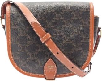 Celine Pre-owned Sac bandouli&egrave;re Folco Moyen Mod&egrave;le Triomphe - Femme - Pre-owned - Brun - Taille: ONE Size
