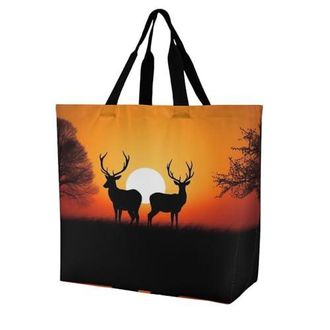 Generic Nature Coucher De Soleil Cerf Sac Courses L&eacute;ger Sacs De Courses D&eacute;contract&eacute; Sac Fourre Tout Pour Plage Shopping Travail
