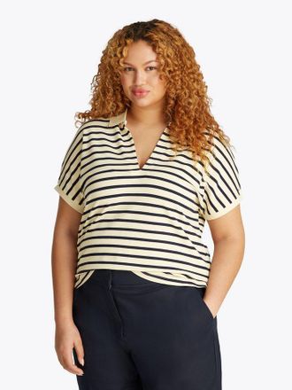 Tommy Hilfiger Poloshirt CRV LYOCELL OPEN-NK POLO SS in Gro&szlig;en Gr&ouml;&szlig;en, Polokragen, Streifenmuster