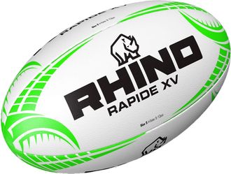 Rhino Rapide XV Rugbyball, Weiß/Grün, Größe 5