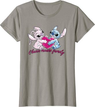 Disney Lilo & Stitch Ohana Heart With Angel T-Shirt