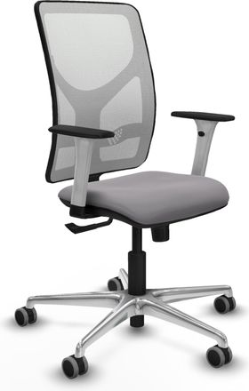 Piqueras y Crespo B&uuml;ro-Rollstuhl mit schwarzen und wei&szlig;en Armlehnen, h&ouml;henverstellbare Lendenwirbelst&uuml;tze, mit 3 Positionen, Wei&szlig;/Grau