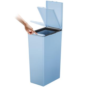 EKO Morandi 40L K&uuml;chen-Recycling-M&uuml;lleimer mit Touch-Top-Deckel, schlanker Kunststoff-M&uuml;lleimer mit Recycling-Aufklebern und leicht zu reinigender Oberfl&auml;