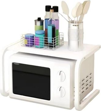 Generic 2 Niveaux Support De Four &Agrave; Micro-Ondes Extensible, Etagere Rangement Cuisine Micro Ondes, Onde(White)