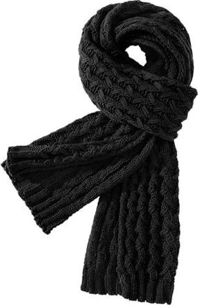 Heekpek Echarpe Femme Hiver Chaud &Eacute;charpes Longues Tricot&eacute;es &agrave; Torsades, 200cm x 30cm, Noir