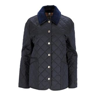 Burberry Corduroy Collar Diamond Quilted Jacket - - Jackets - Herren - Blau - M