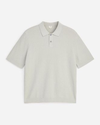 Arket Gestricktes Poloshirt Aus Baumwolle -Gr&uuml;n