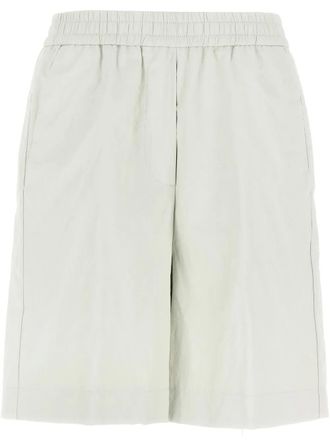 Nude bermuda à effet en cuir - Blanc