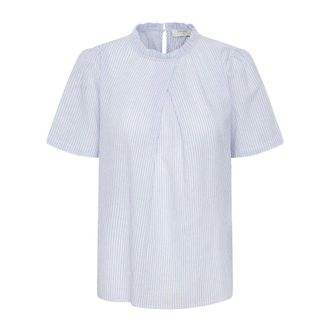 Cream Blaue Bluse mit R&uuml;schen-Detail - - Blouses & Shirts - Damen - Blau - XS